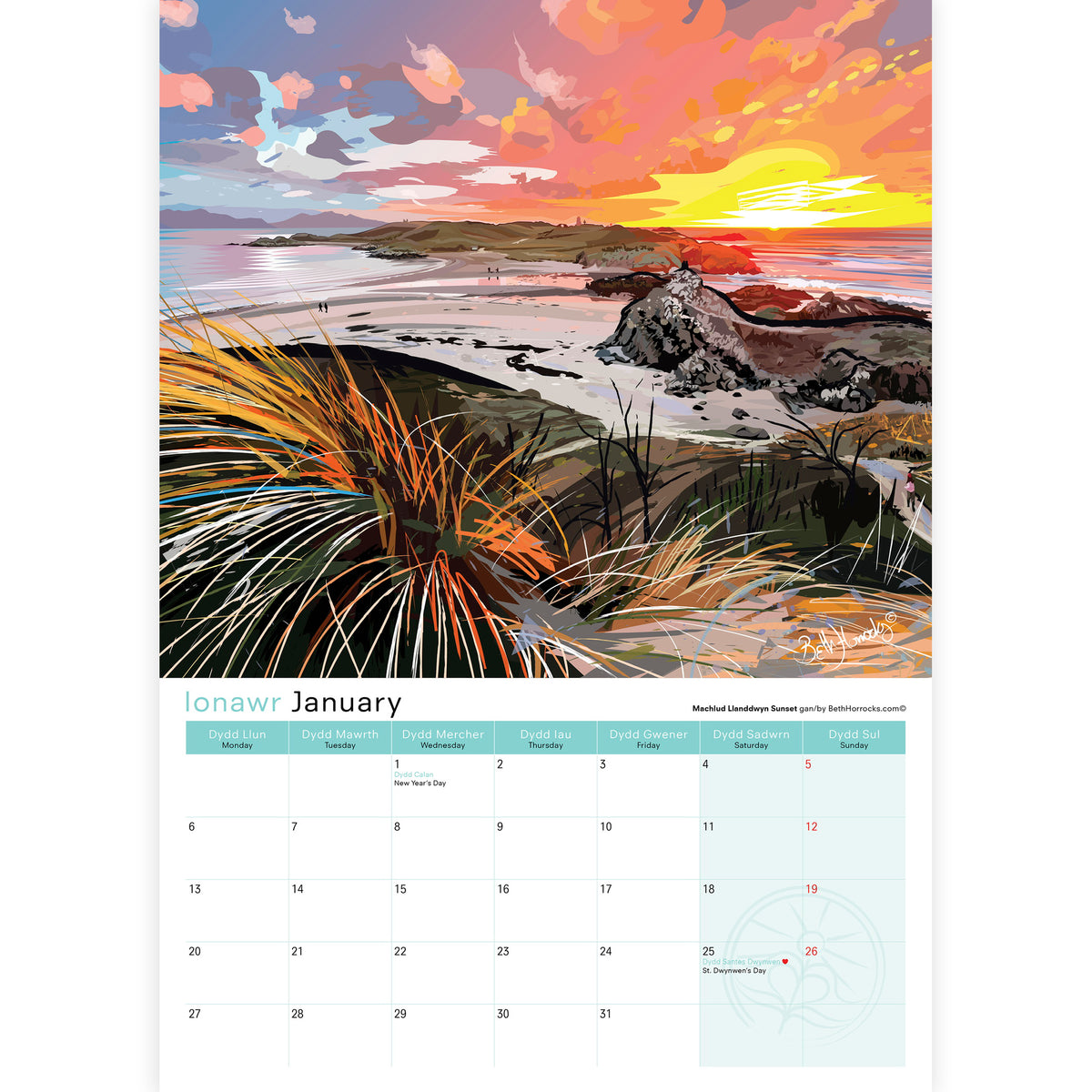 Beth Horrocks 2025 North Wales Calendar. | Oriel Beth Horrocks Gallery
